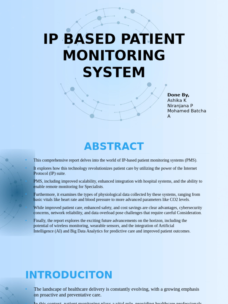 Ip Based Patient Monitoring System | PDF | Data Acquisition | Monitoring (Medicine)