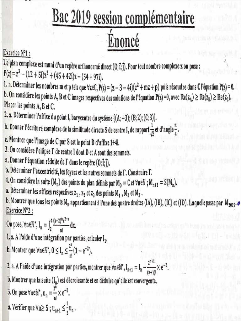 Bac C 2019 MA SC | PDF