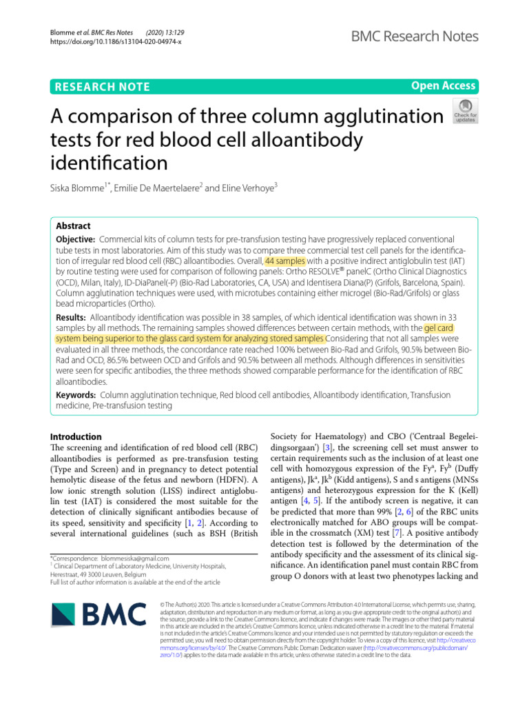 Blomme-2020-A Comparison of Three Column Agglutination Test For RBC ...