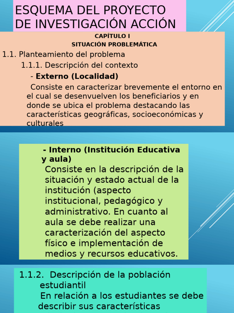 Esquema Del Proyecto de Investigación Acción | PDF | Salón de clases | Teoría