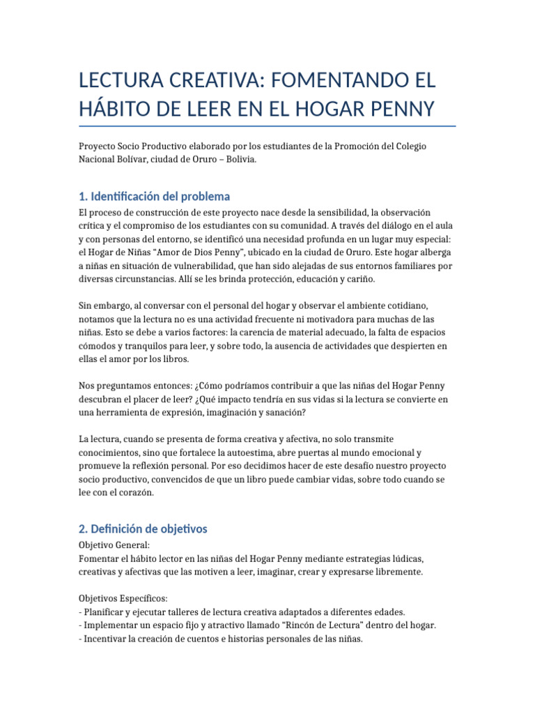 Fomento de la Lectura en Hogar Penny | PDF | Amor | Aprendizaje