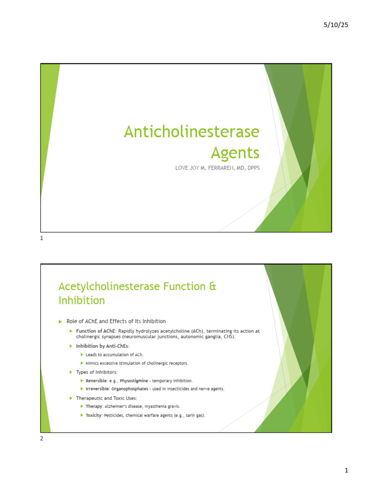 Chapter 10 - Anticholinesterase Agents | PDF | Acetylcholine | Enzyme ...