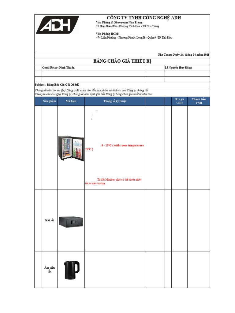 BBG OS&E - Coral Resort Ninh Thuận | PDF