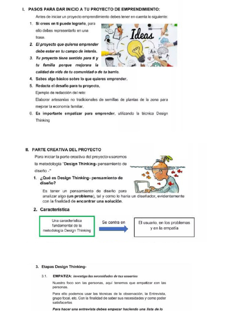 proyectode emprendimiento desing thinking 11 | PDF