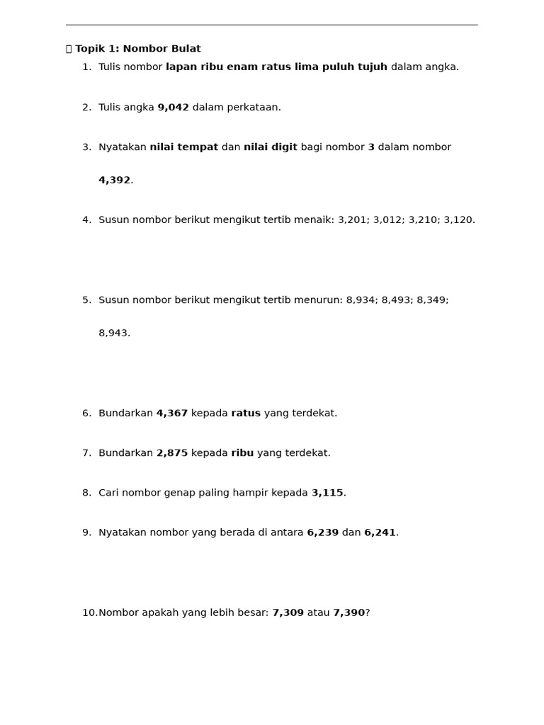 Latihan No Bulat | PDF