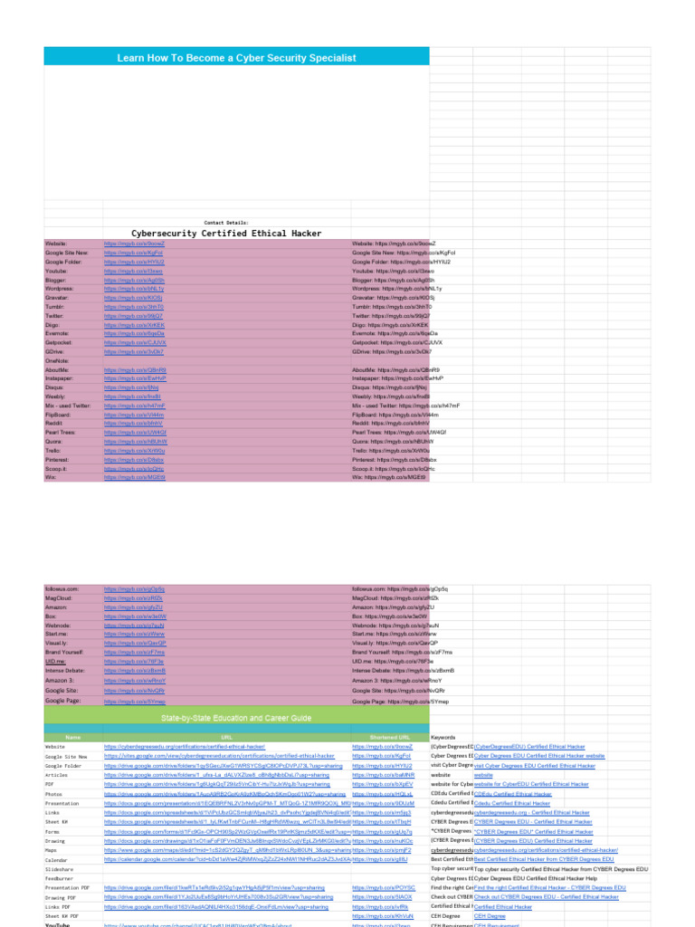 Sheet KW Cybersecurity Certified Ethical Hacker - Sheet1 | PDF | Security Hacker | Cyberwarfare