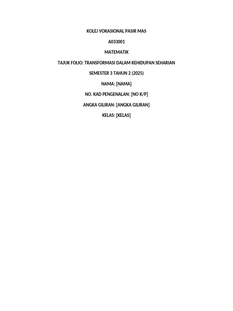 Folio Transformasi Part1 | PDF