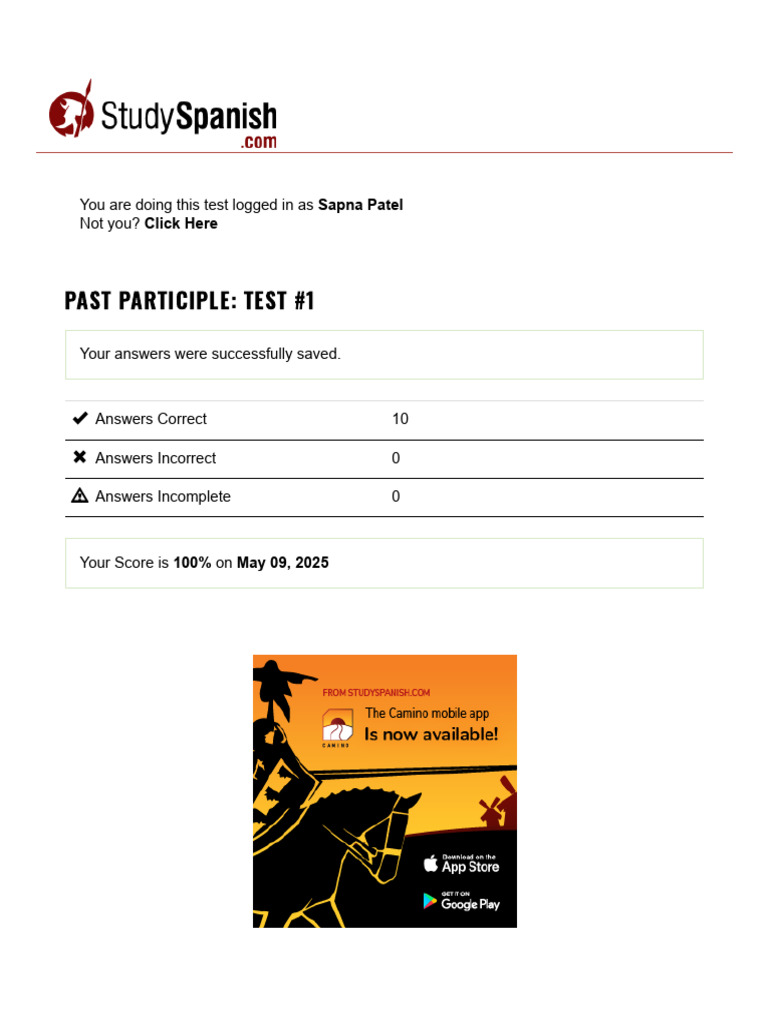 Test 1 Past Participle | PDF