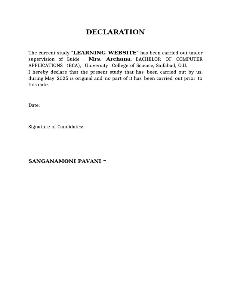 Declaration & Acknowledgement (Ou) | PDF