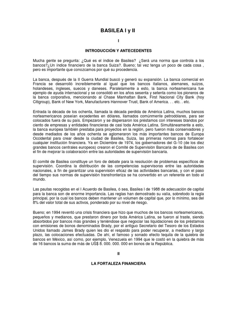 Evolución y Efectos de Basilea I y II | PDF | Basilea Ii | Basilea Iii