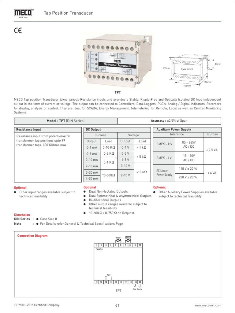 Tap Position Transducer 47 | PDF | Transformer | Power Supply