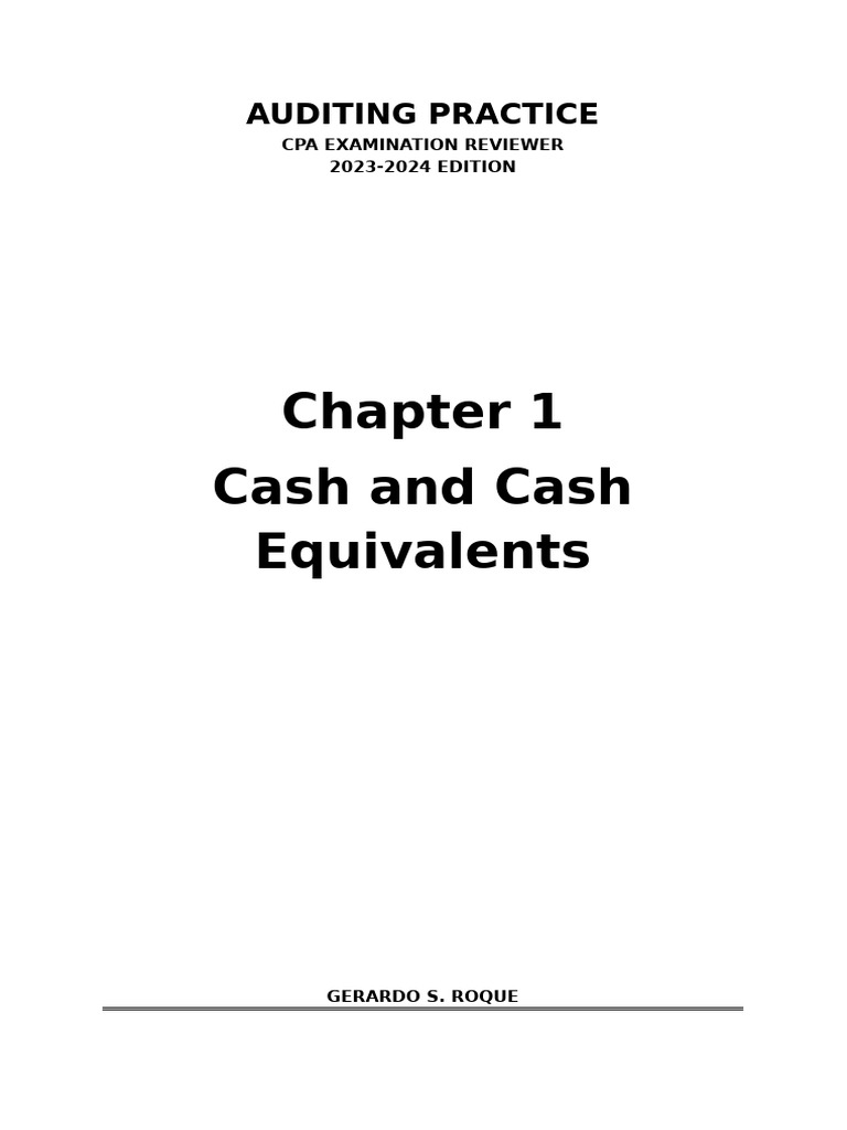 Chapter 1 Audit of Cash and Equivalents | PDF | Banks | Cash