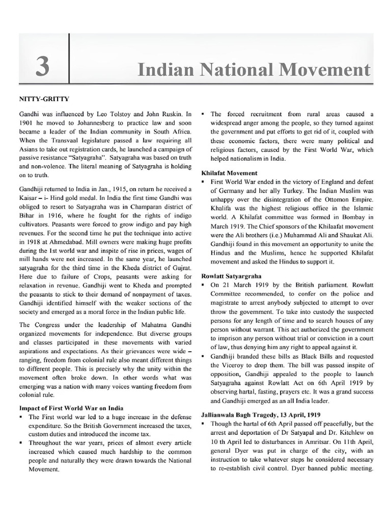 Indian National Movement Notes For NDA Exam PDF Free Download ...