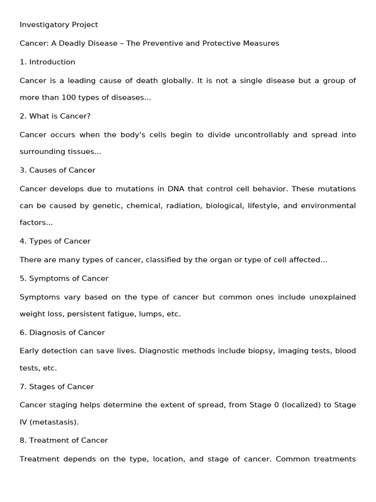 Cancer Investigatory Project | PDF | Cancer | Neoplasms