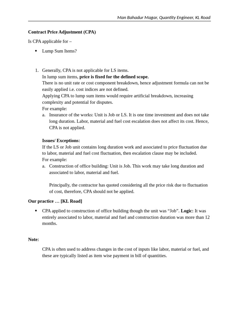 Contract Price Adjustment | PDF