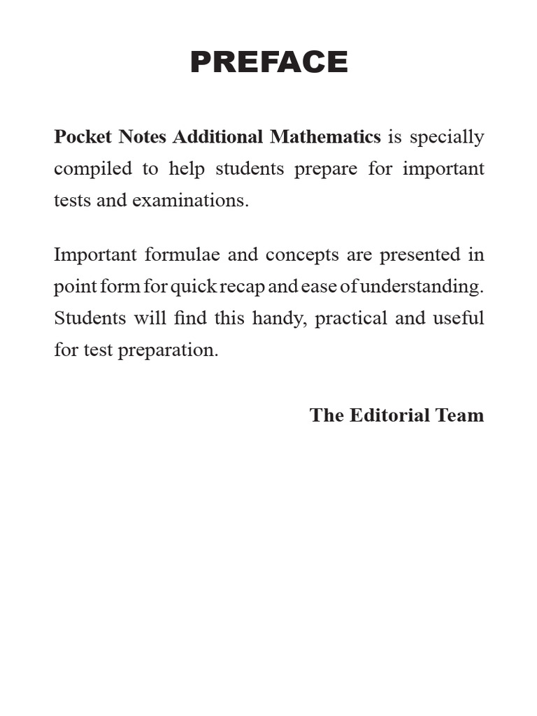 Pocket Notes Additional Mathematics - Sample Pages | PDF ...