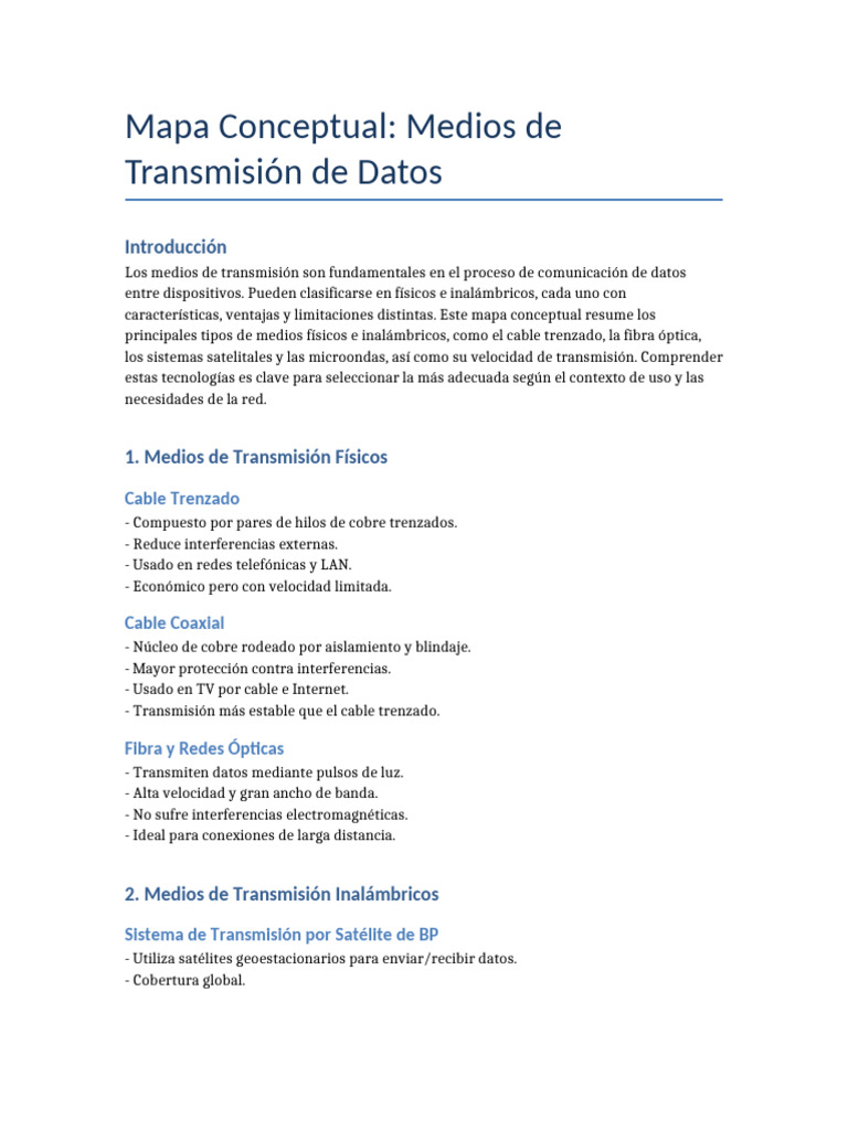 Medios de Transmisión de Datos: Guía Completa | PDF | Medio de ...