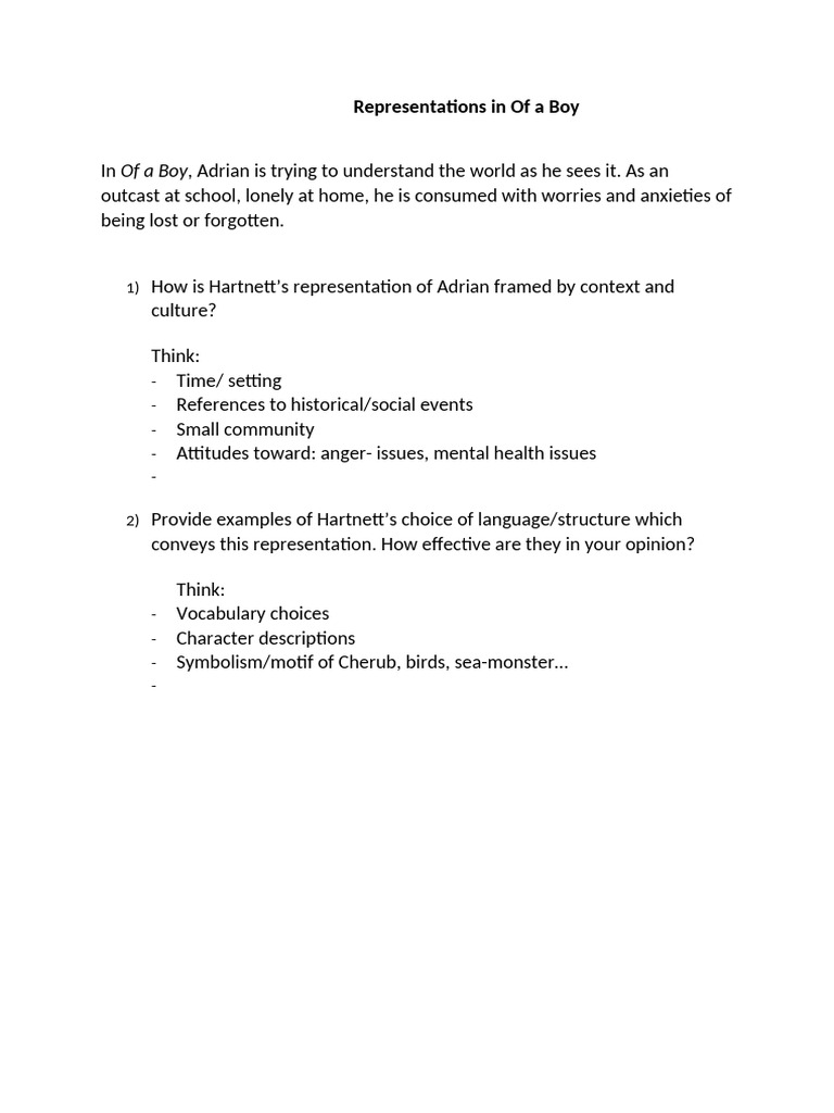 Representations in of A Boy | PDF