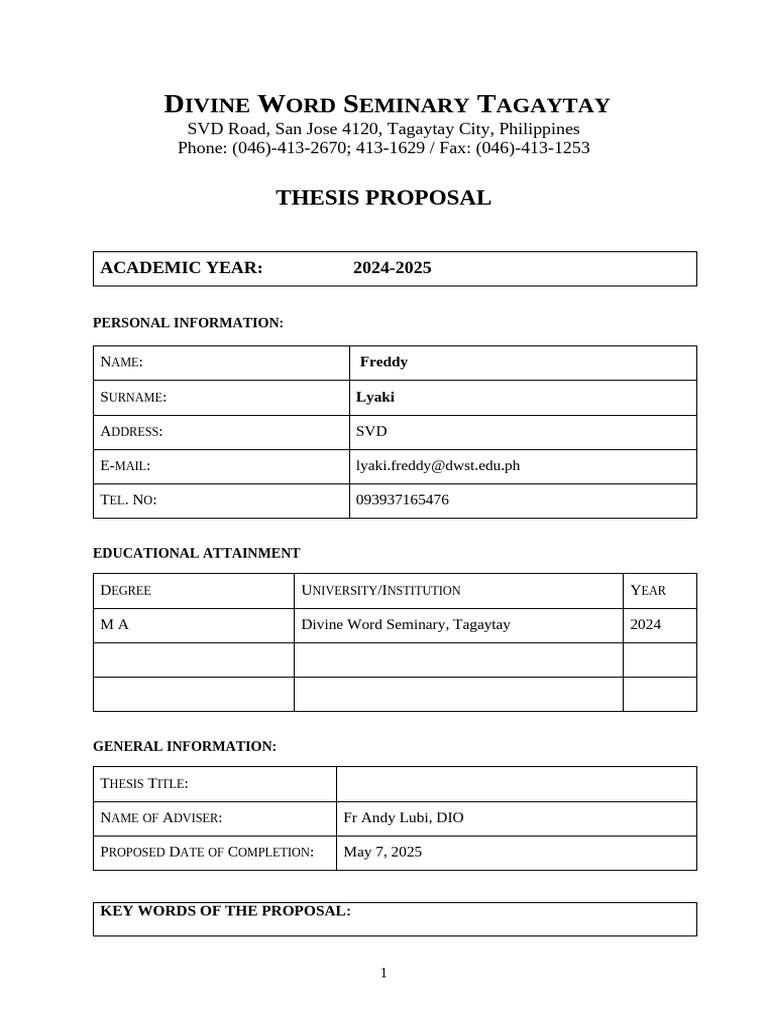 MA Thesis Proposal Template | PDF | Theology | Traditions