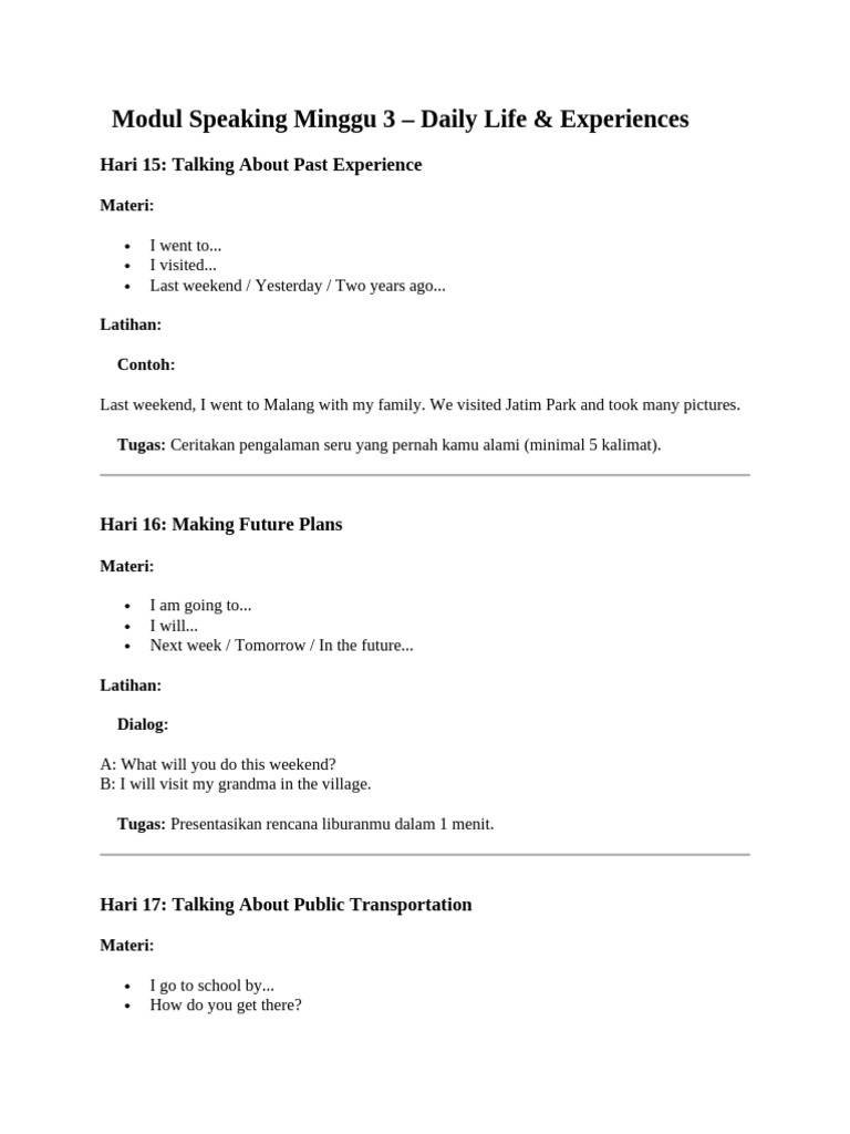 ? Modul Speaking Minggu 3 | PDF