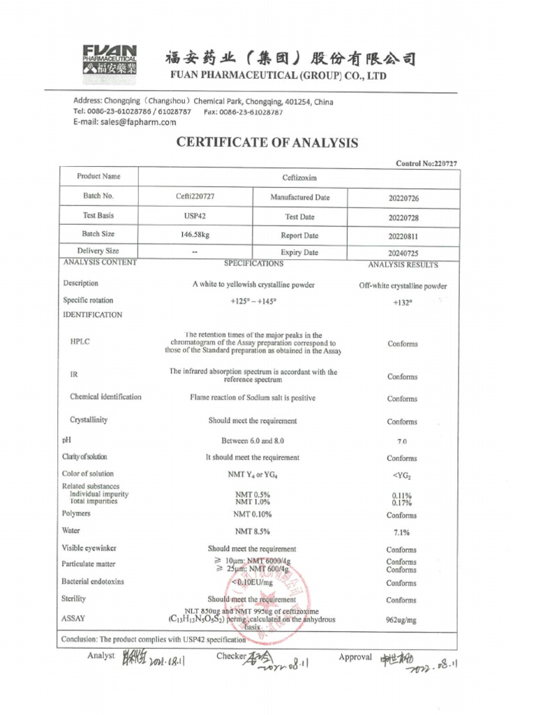 CoA Cefti220727 | PDF
