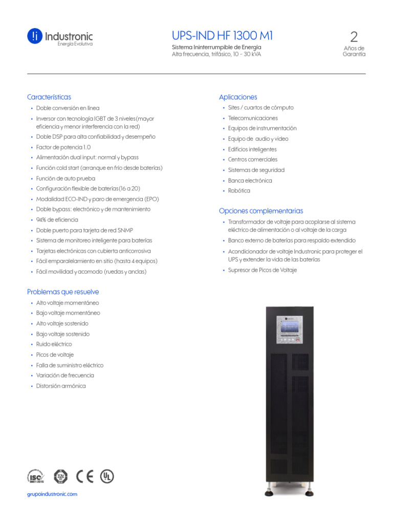Ficha Tecnica UPS HF 1300 M1 (10 30) 3f | PDF | Electricidad ...