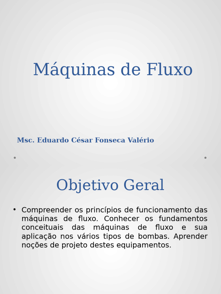 Aula-1 Máquinas de Fluxo | PDF | Bomba | Engenharia Mecânica