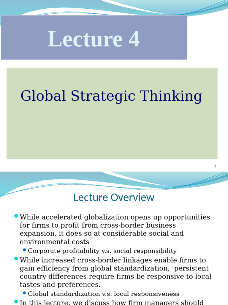 L4-Global Strategic Thinking | PDF | Corporate Social Responsibility | Swot Analysis