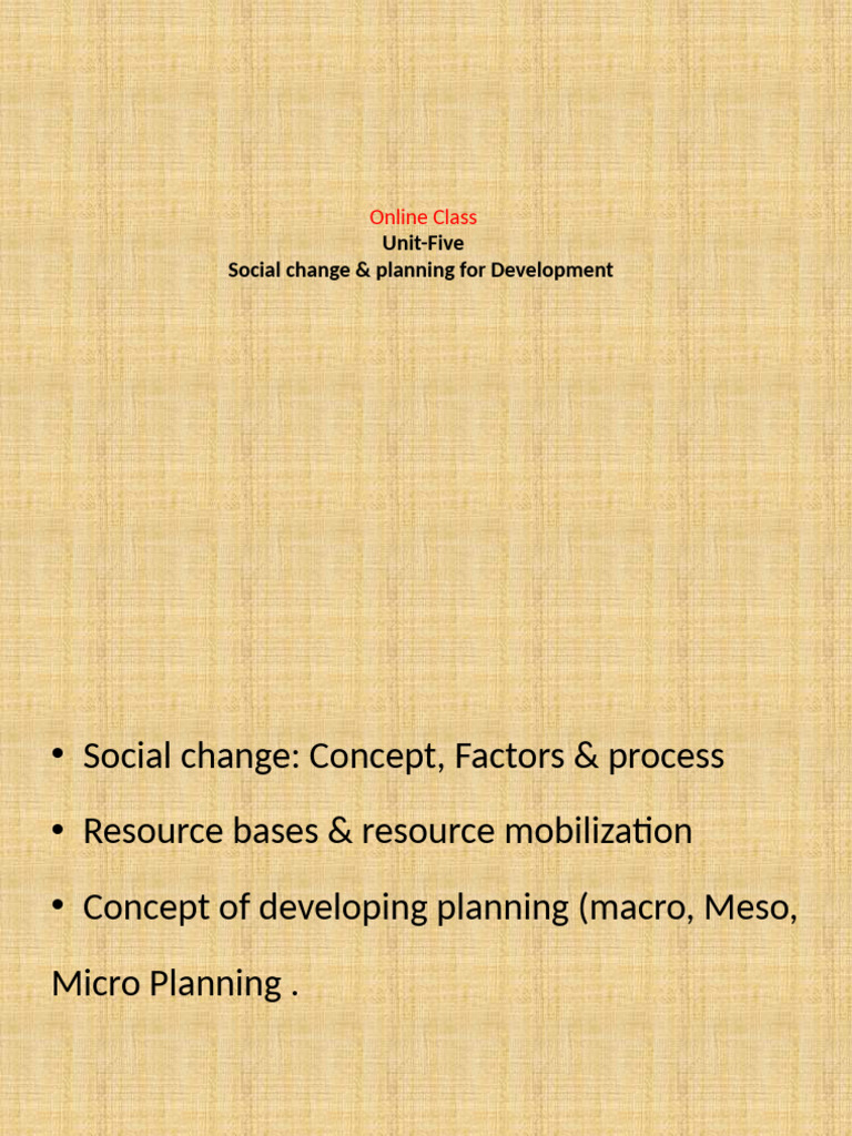 Unit Five Social Change Development Planning | PDF | Resource | Ecosystem