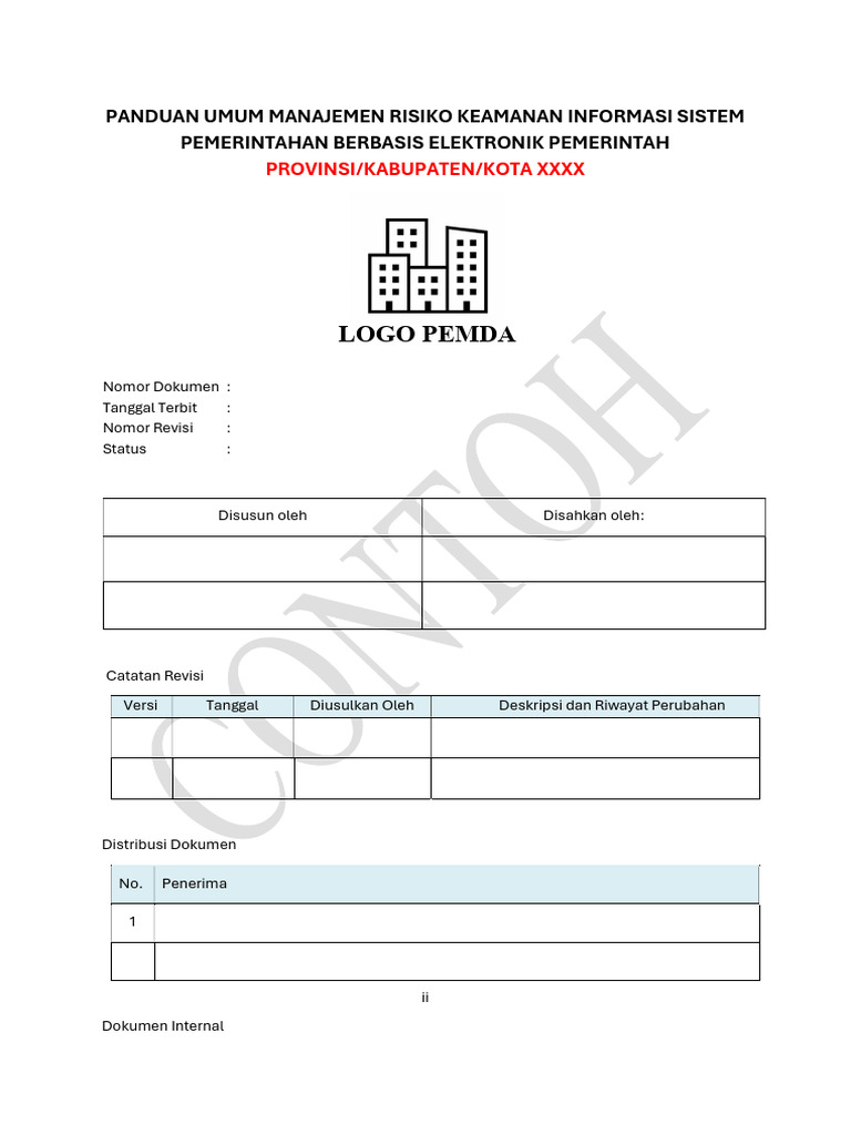 Template Panduan Umum Manajemen Risiko Keamanan Informasi SPBE Pemda | PDF