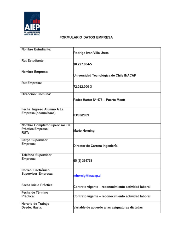 5 - Formulario Datos Empresa | PDF