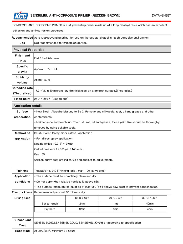 KCC - Tds - QD Anti Corrosion Primer | PDF | Paint | Materials