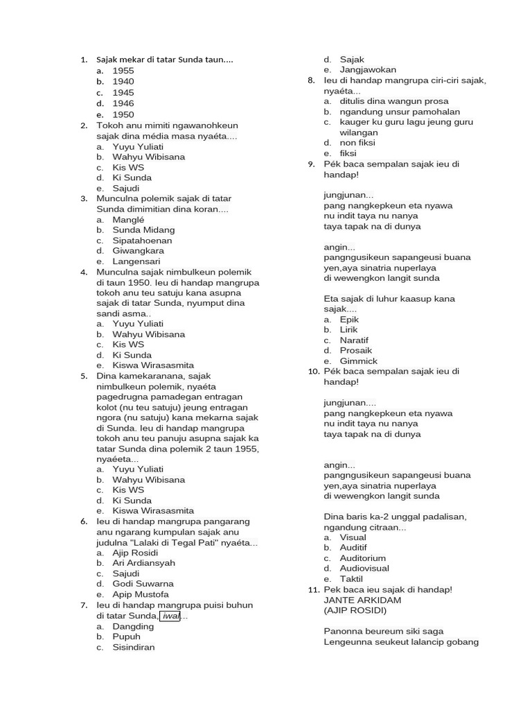 Soal Sunda Xi Asat 25 | PDF