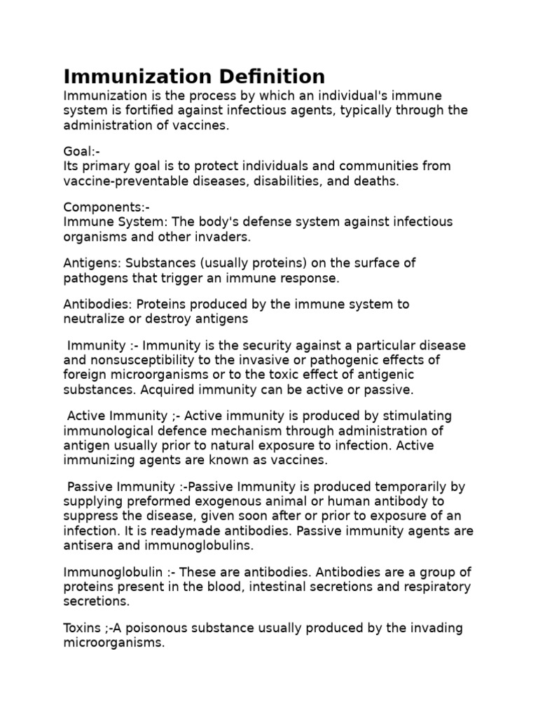 Immunization: Definition and Types | PDF | Vaccines | Immune System