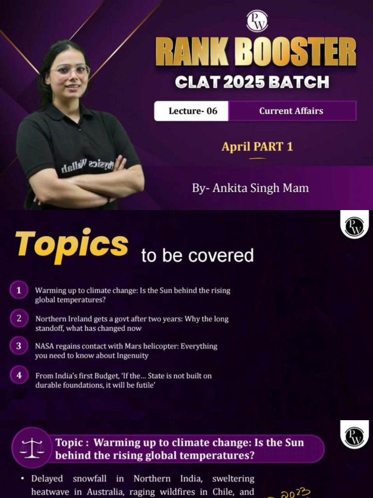 Current Affairs 06 _ Class Notes __ CLAT Rank Booster 2025 (1) | PDF