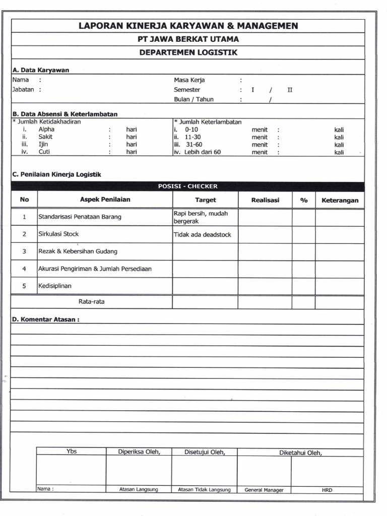 Form Penilaian Checker | PDF