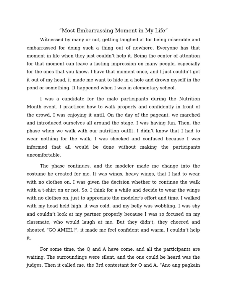Most Embarrassing Moment in My Life | PDF