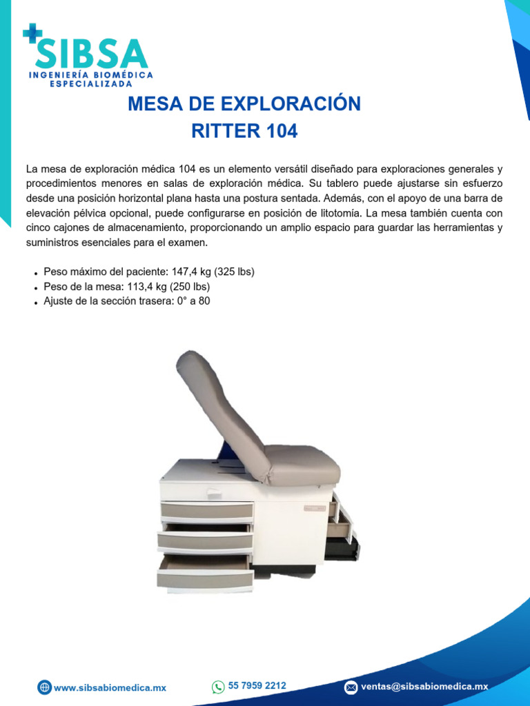 Mesa de Exploracion Ritter 104 - Ficha Tecnica | PDF