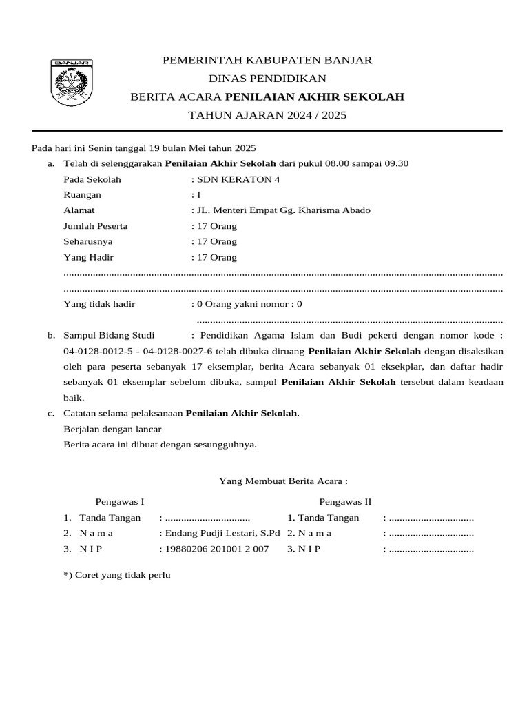 K4 Berita Acara PPAS 2022 | PDF