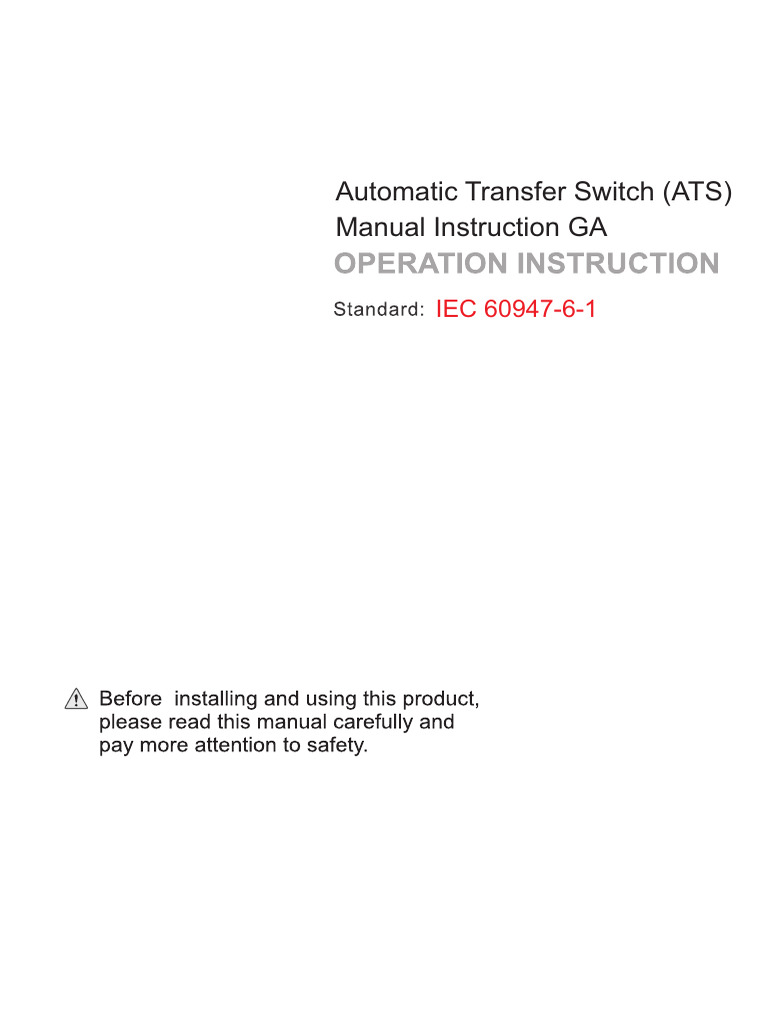 Automatic Transfer Switch (ATS) Manual Lnstruction | PDF | Switch ...