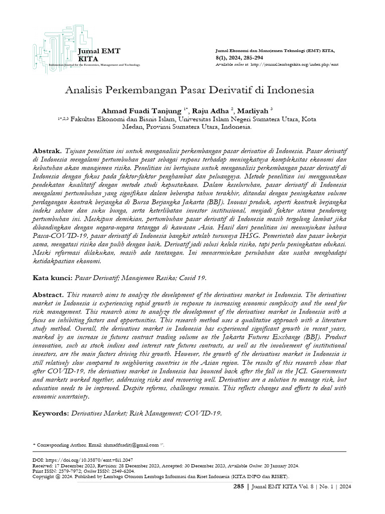 Analisis Pertumbuhan Pasar Derivatif Indonesia | PDF
