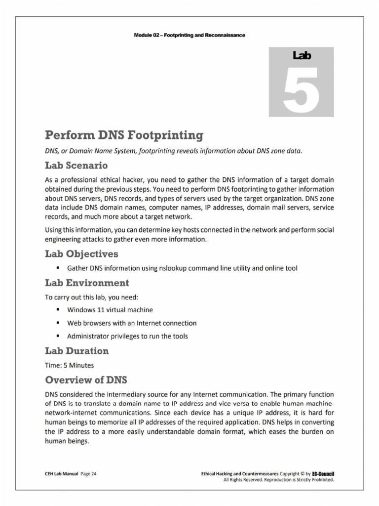 Lab05-Perform DNS Footprinting | PDF