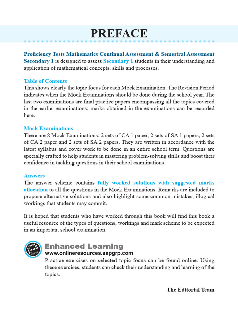 Proficiency Tests Mathematics Continual Assessment & Semestral ...