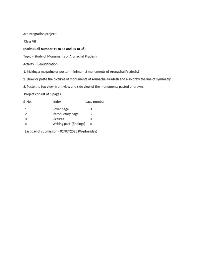 25-Art Integration Project Class 7 Maths | PDF