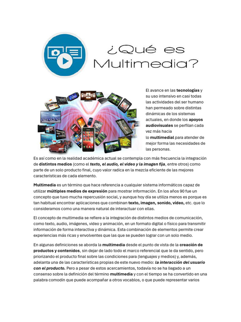 Historia y características de la multimedia | PDF | Multimedia ...