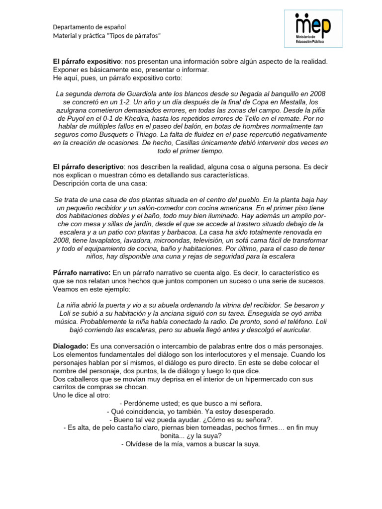 Tipos de Párrafos | PDF
