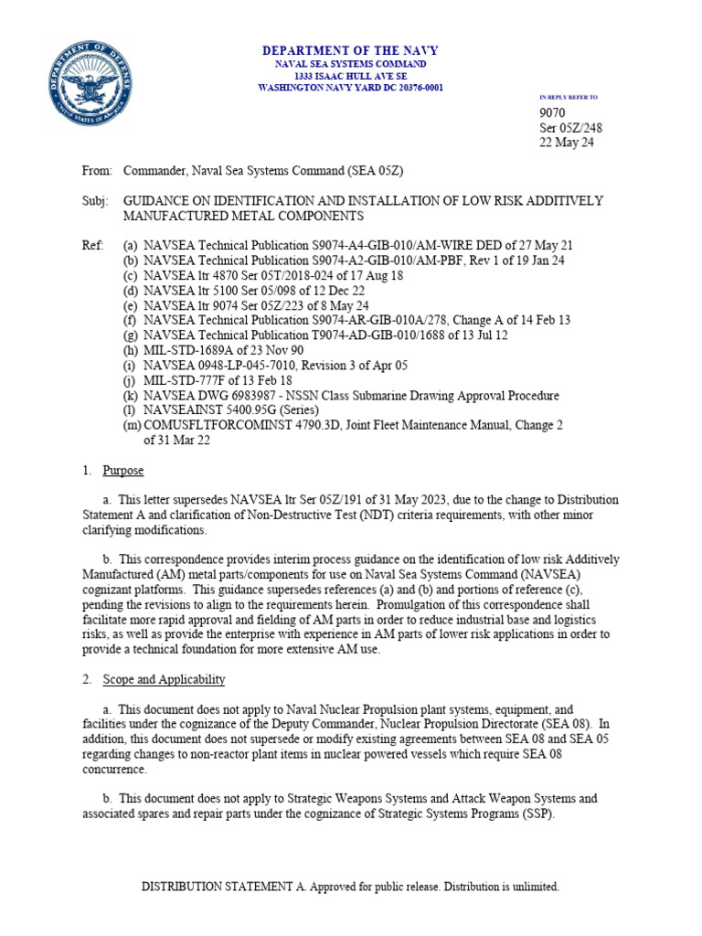 NAVSEA Guidance on Additive Manufacturing | PDF | Specification ...