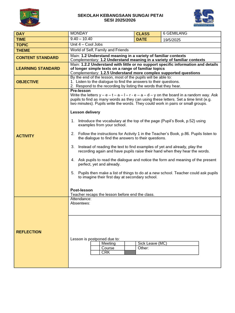 Lesson Plan Week 13 | PDF | Reading Comprehension | Learning