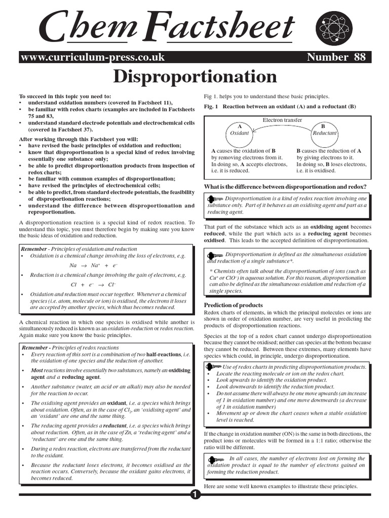 88 Disproportionation Reactions | PDF | Redox | Chlorine