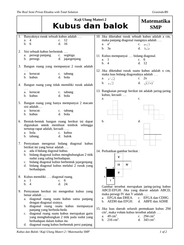 KUM 2 - Kubus Dan Balok | PDF